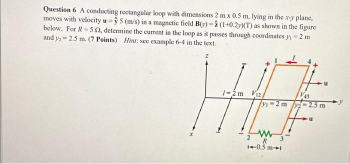 Solved Question 6 A conducting rectangular loop with | Chegg.com