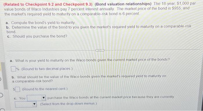 Solved (Related to Checkpoint 9.2 and Checkpoint 9.3) (Bond | Chegg.com
