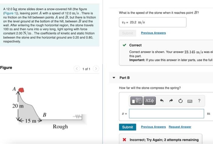 Solved What is the speed of the stone when it reaches point | Chegg.com