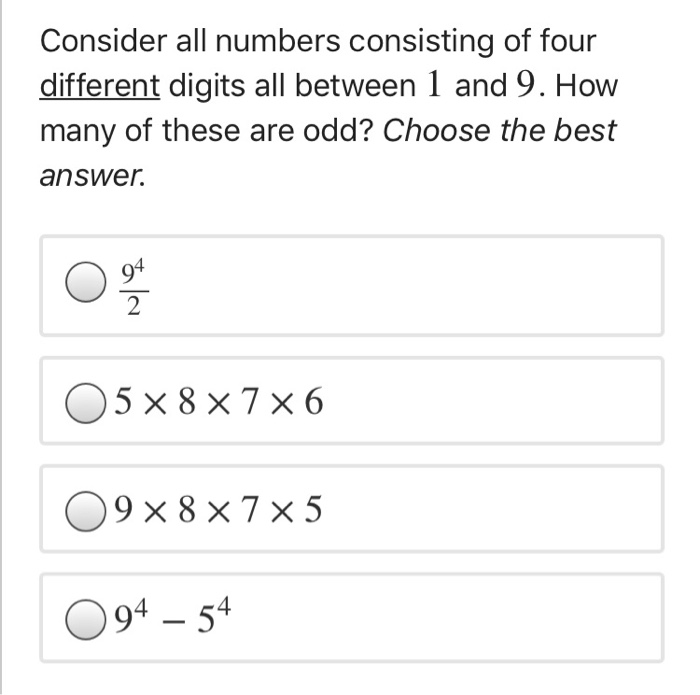 Solved Consider all numbers consisting of four different | Chegg.com