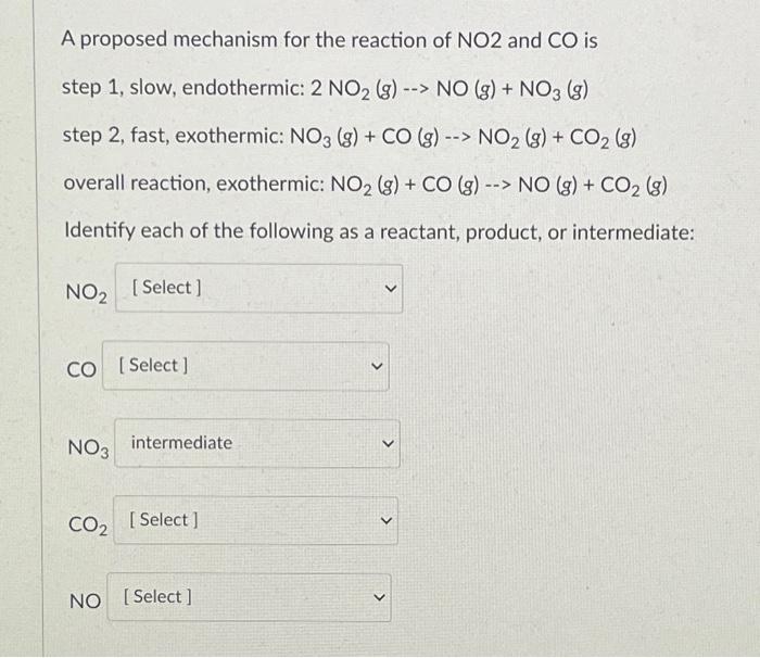 Solved A proposed mechanism for the reaction of NO2 and CO | Chegg.com