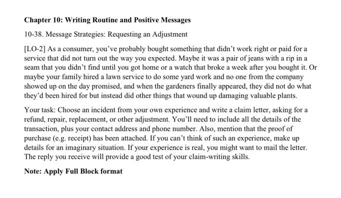 Chapter 10: Writing Routine and Positive Messages | Chegg.com