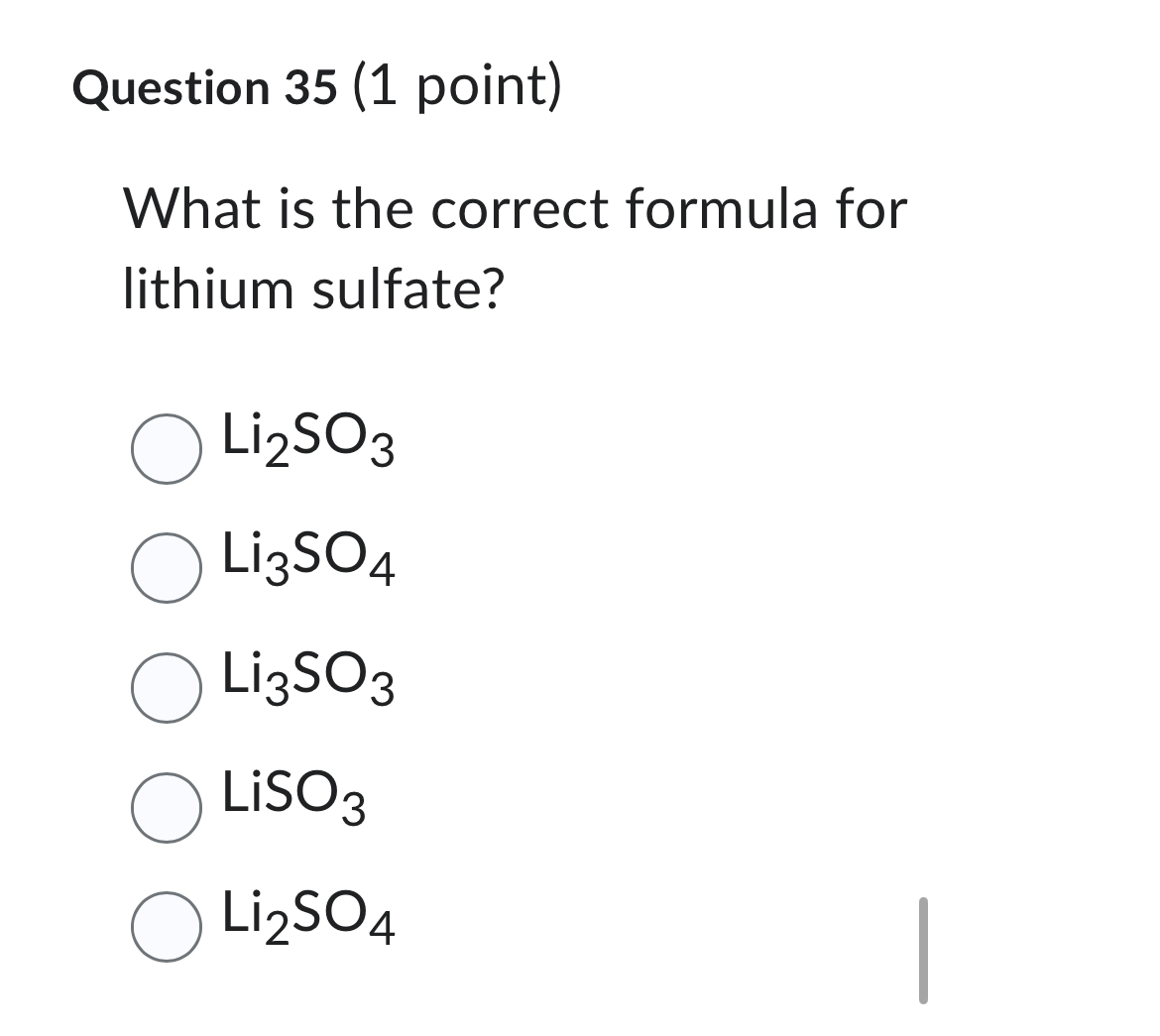 Solved Question 35 (1 ﻿point)What is ﻿the correct formula | Chegg.com