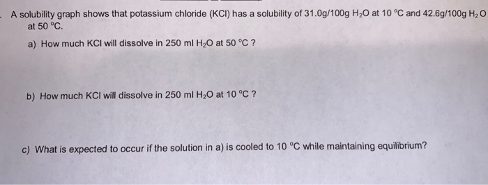 Solved A solubility graph shows that potassium chloride | Chegg.com
