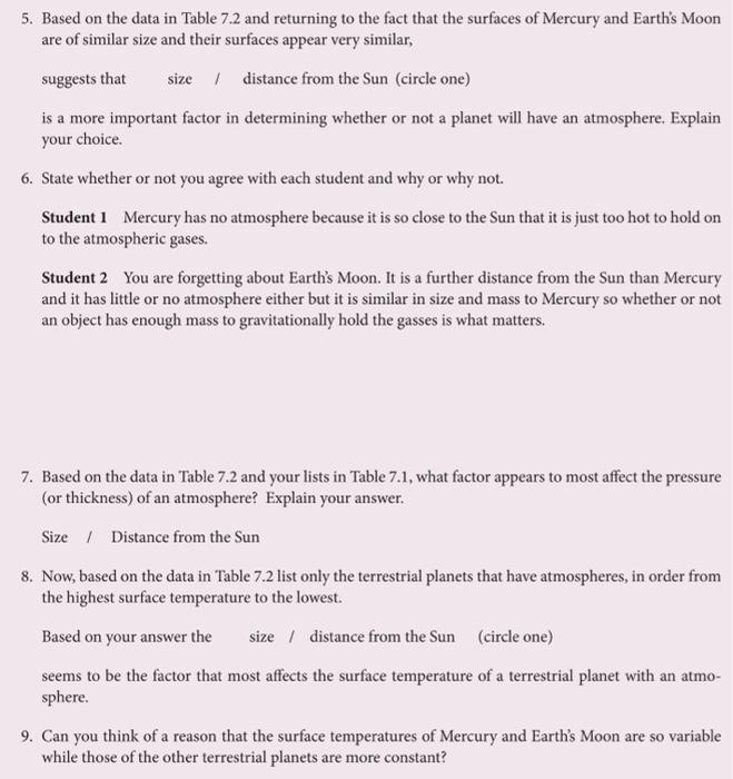 Solved FIGuRE 7.15 The Terrestrial Planets Mercury, Venus, | Chegg.com
