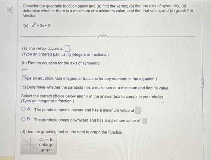 Solved Consider the quadratic function below and (a) find | Chegg.com