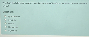 Solved Which of the following words means below normal | Chegg.com