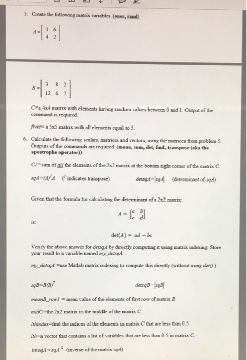 Solved 1 Create The Following Scalar Variables Pi Exp
