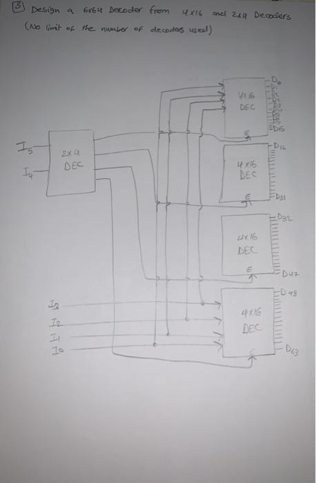 Solved Design a 664 Decoder from 4x16 anel 24 Decoders (No | Chegg.com