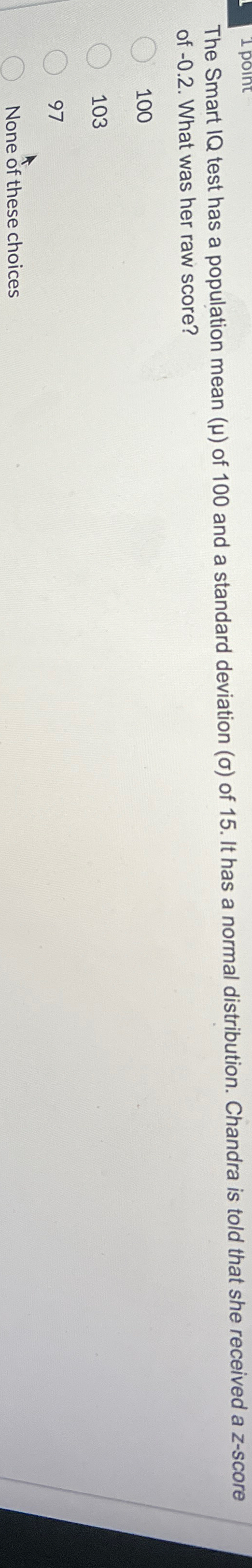 Solved What was her raw score? | Chegg.com