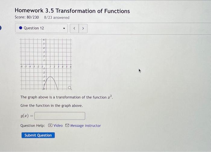 Solved Homework 3.5 Transformation of Functions Score: | Chegg.com