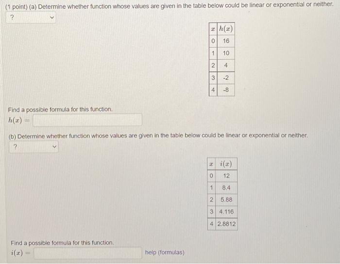 Solved (1 point) (a) Determine whether function whose values | Chegg.com