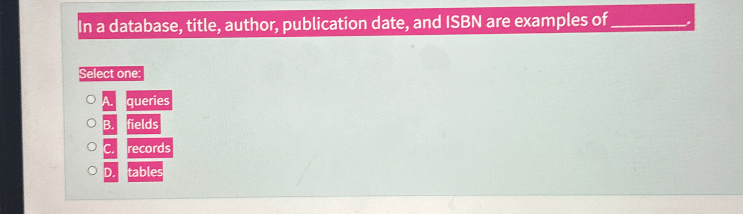 Solved In a database, title, author, publication date, and | Chegg.com
