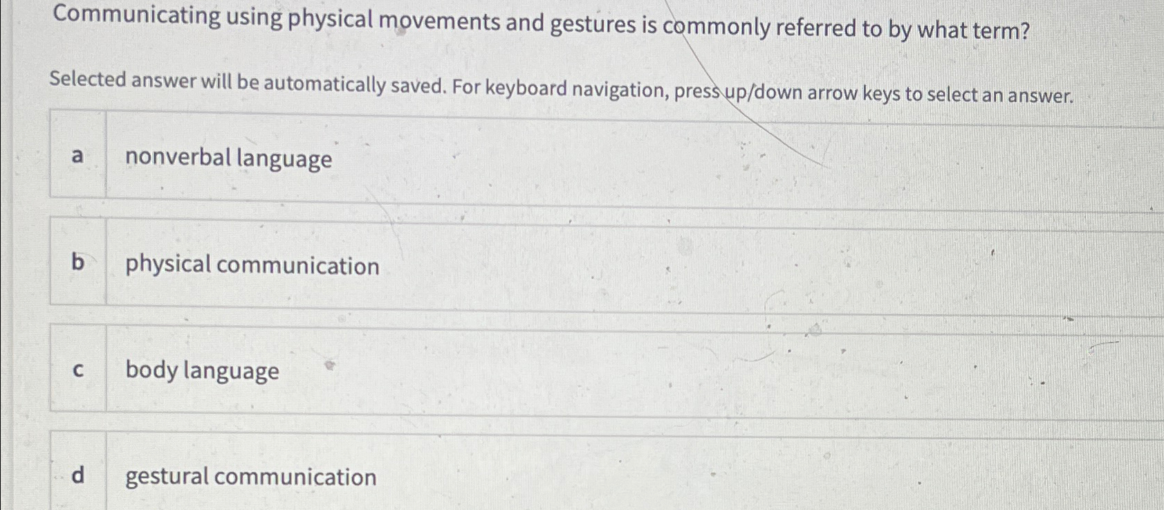 Solved Communicating using physical movements and gestures | Chegg.com
