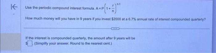 Solved Use the periodic compound interest formula. | Chegg.com