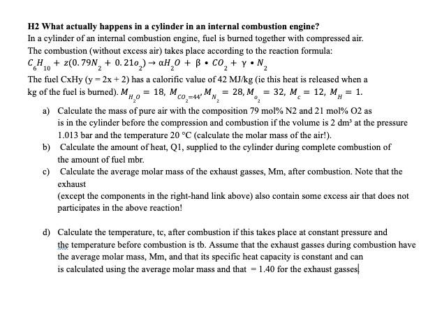 Solved H2 What actually happens in a cylinder in an internal | Chegg.com