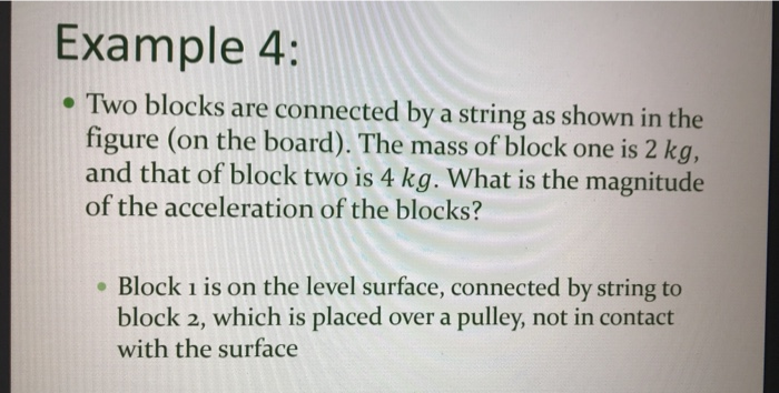 Solved Example 4: Two blocks are connected by a string as | Chegg.com