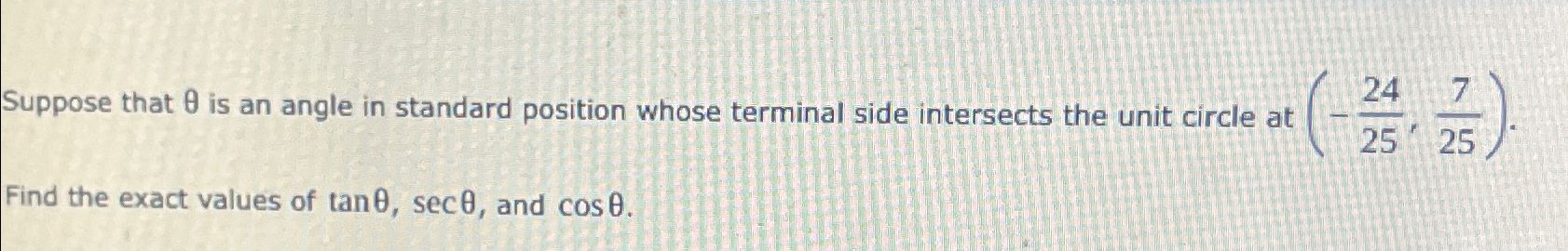 Solved Suppose that θ ﻿is an angle in standard position | Chegg.com