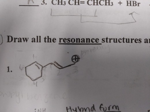 Solved 3. CH3 CH= CHCH3 + HBr ) Draw all the resonance | Chegg.com