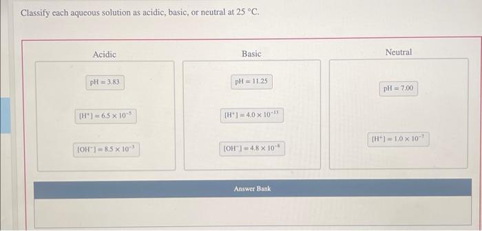Solved Classify each aqueous solution as acidic, basic, or | Chegg.com