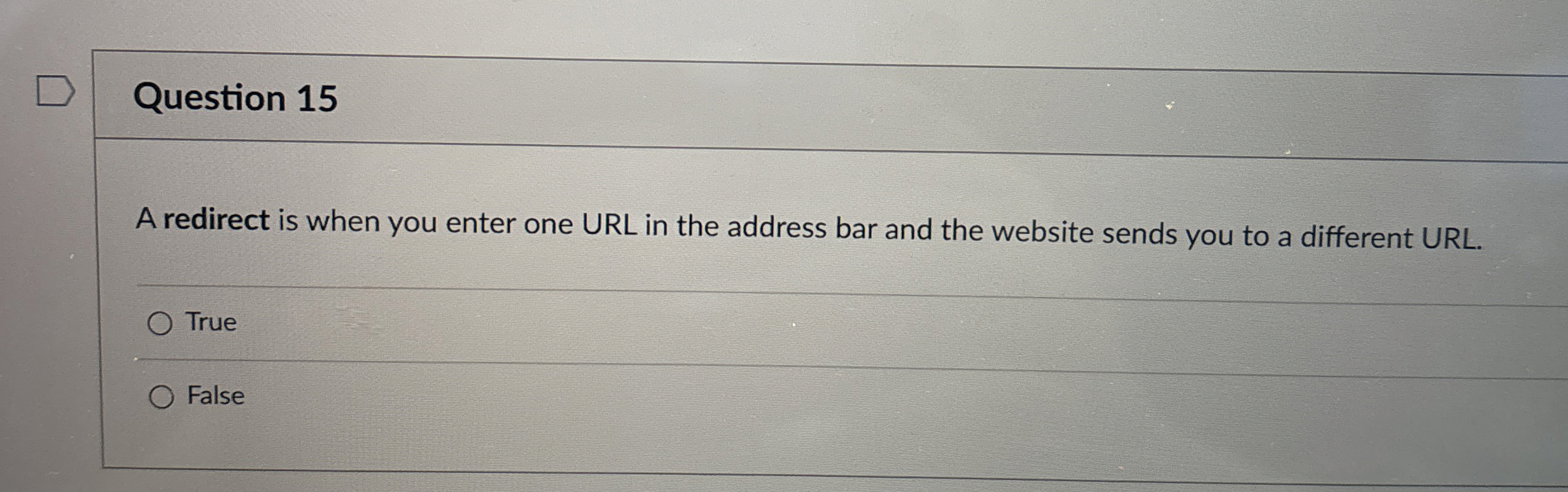 Solved Question 15A redirect is when you enter one URL in | Chegg.com