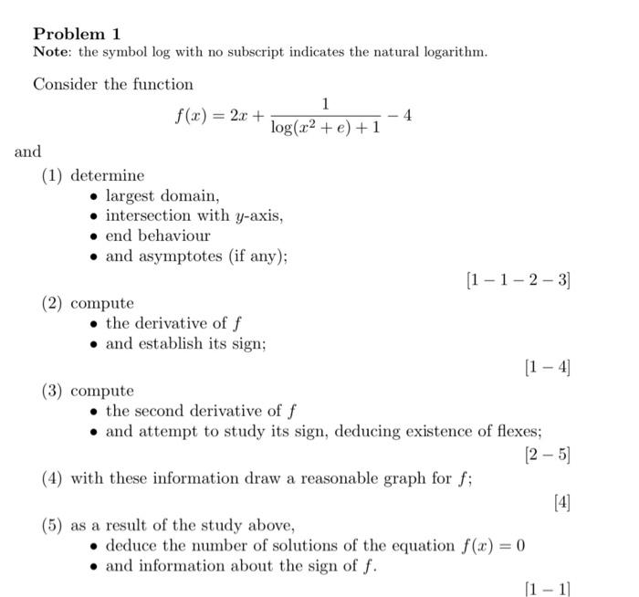 Solved Problem 1 Note: the symbol log with no subscript | Chegg.com
