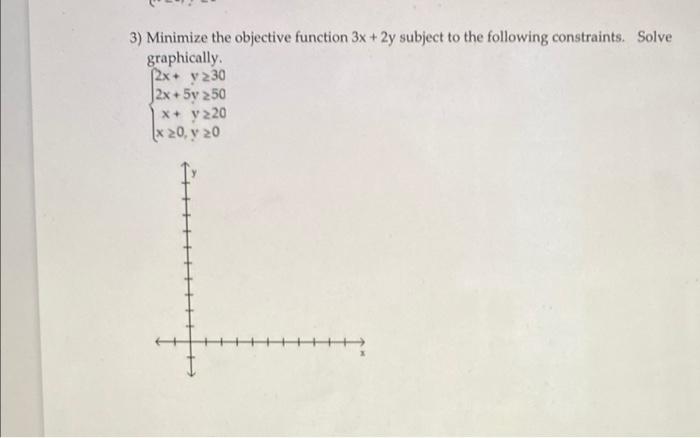Solved 3 Minimize The Objective Function 3x 2y Subject To