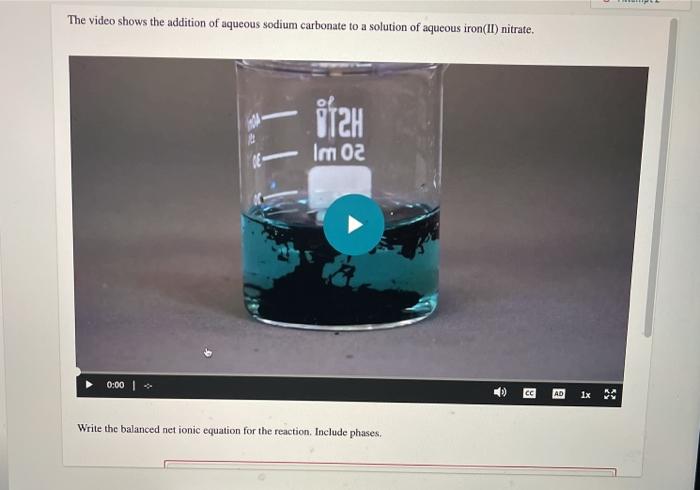 Solved The video shows the addition of aqueous sodium | Chegg.com