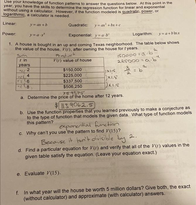 Solved Use your knowledge of function patterns to answer the | Chegg.com