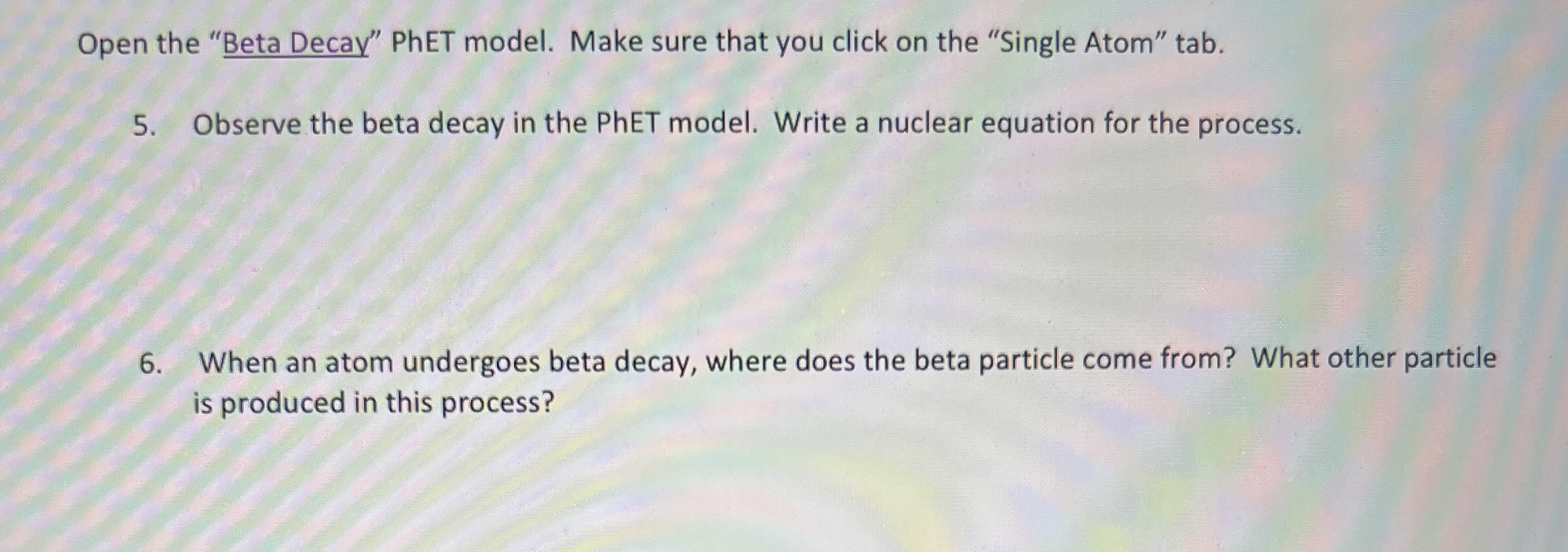 Solved Open the "Beta Decay" PhET model. Make sure that you | Chegg.com