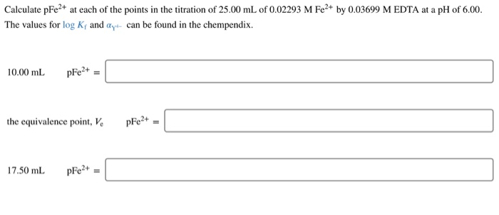 Solved Calculate pFe2+ at each of the points in the | Chegg.com