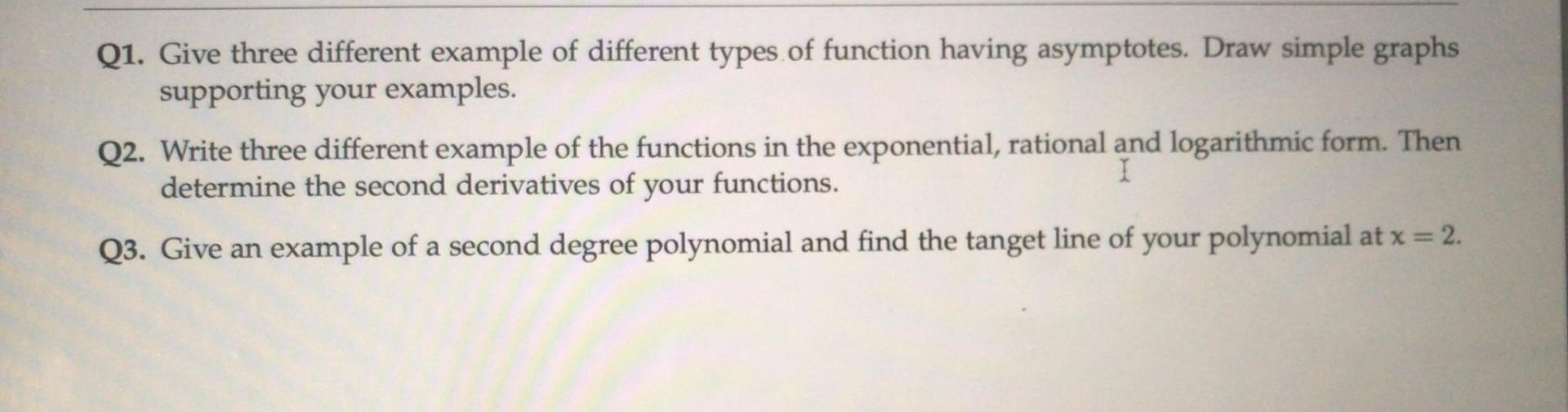 Solved Q1. Give three different example of different types | Chegg.com
