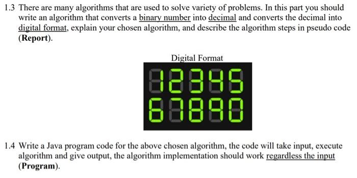 Solved 1.3 There are many algorithms that are used to solve | Chegg.com