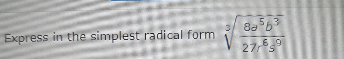 Solved Express in the simplest radical form 8a5b327r6s93 | Chegg.com