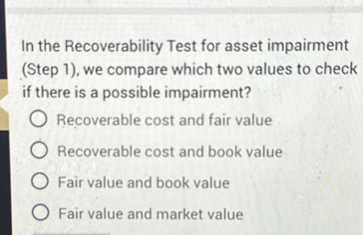 Solved In the Recoverability Test for asset impairment (Step | Chegg.com