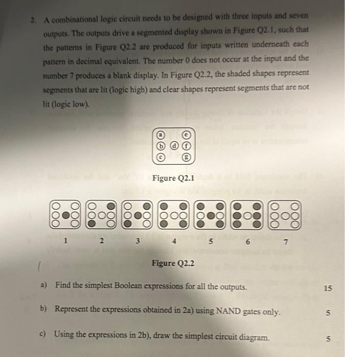 Solved 2. A combinational logic circuit needs to be designed | Chegg.com