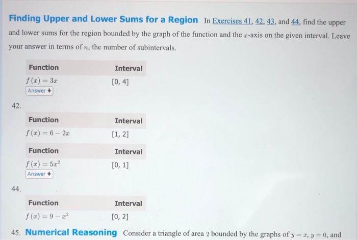 Solved Finding Upper and Lower Sums for a Region In | Chegg.com
