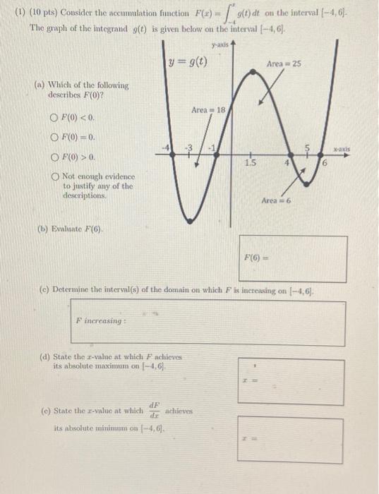 Solved (1) (10pts) Consider the accoumulation function | Chegg.com