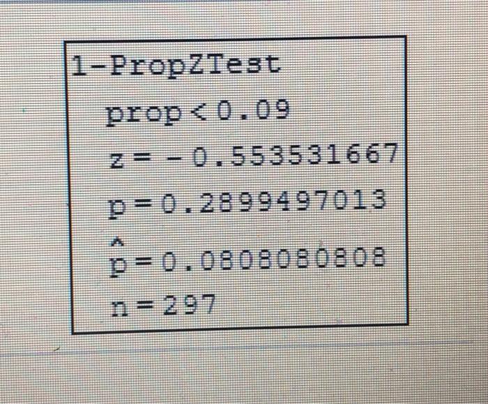 Solved 1-PropZTest prop