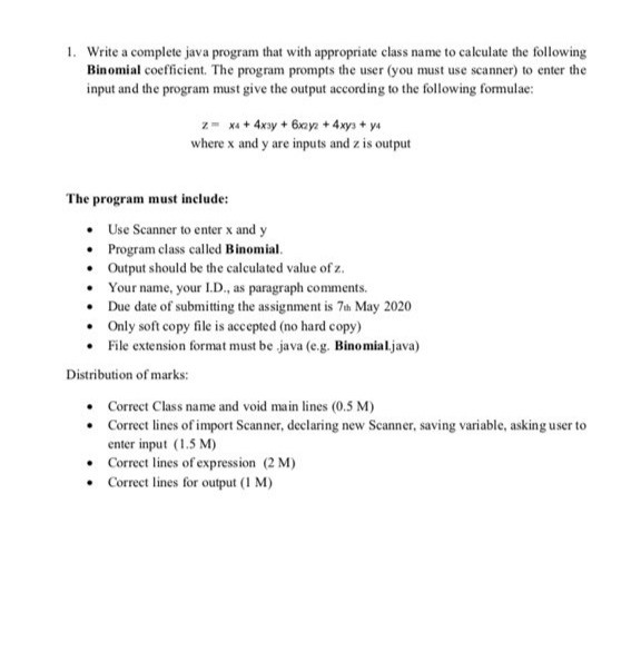 Solved 1. Write a complete java program that with | Chegg.com