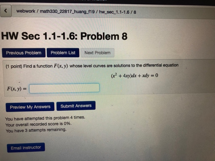 Solved webwork / math330_22817_huang_f19/hw_sec_1.1-1.6 / 8 | Chegg.com