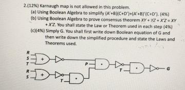 Solved (12%) ﻿Karnaugh map is not allowed in this | Chegg.com