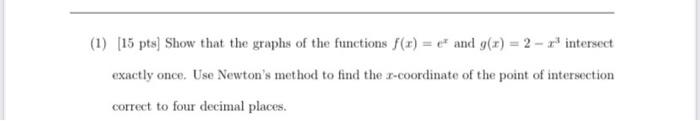 Solved (1) [15 pts] Show that the graphs of the functions | Chegg.com