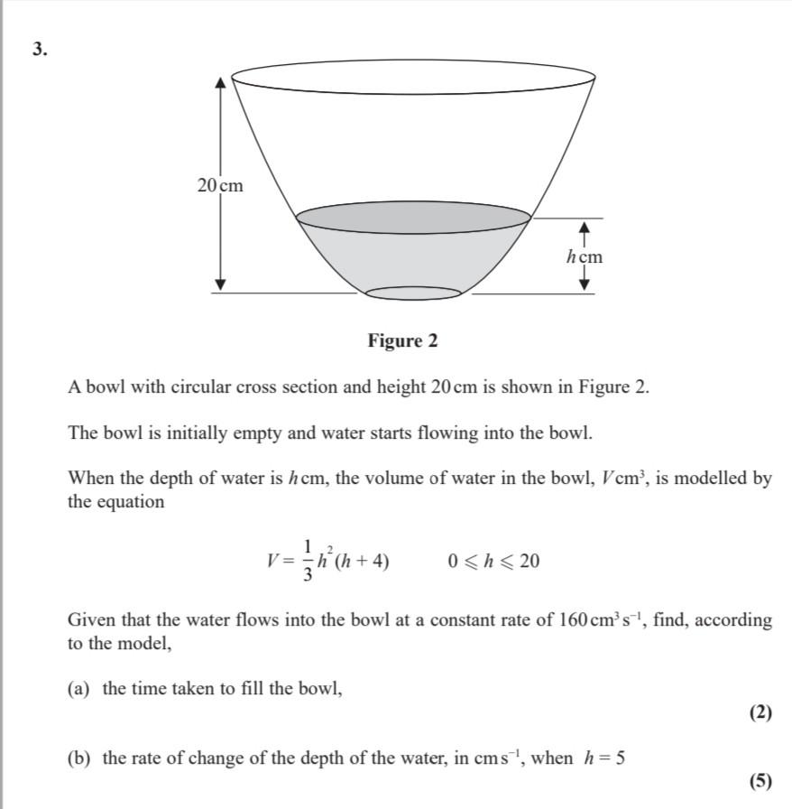 Solved 3. 20 cm hcm Figure 2 A bowl with circular cross | Chegg.com