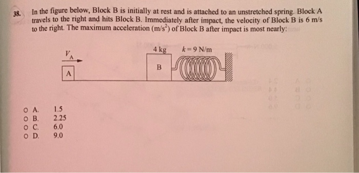 Solved 38. In the figure below, Block B is initially at rest | Chegg.com