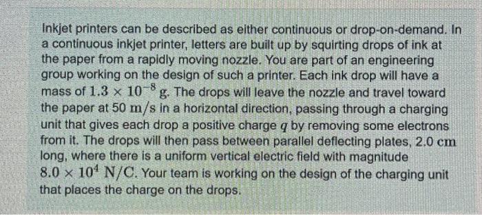 Solved Inkjet printers can be described as either continuous | Chegg.com