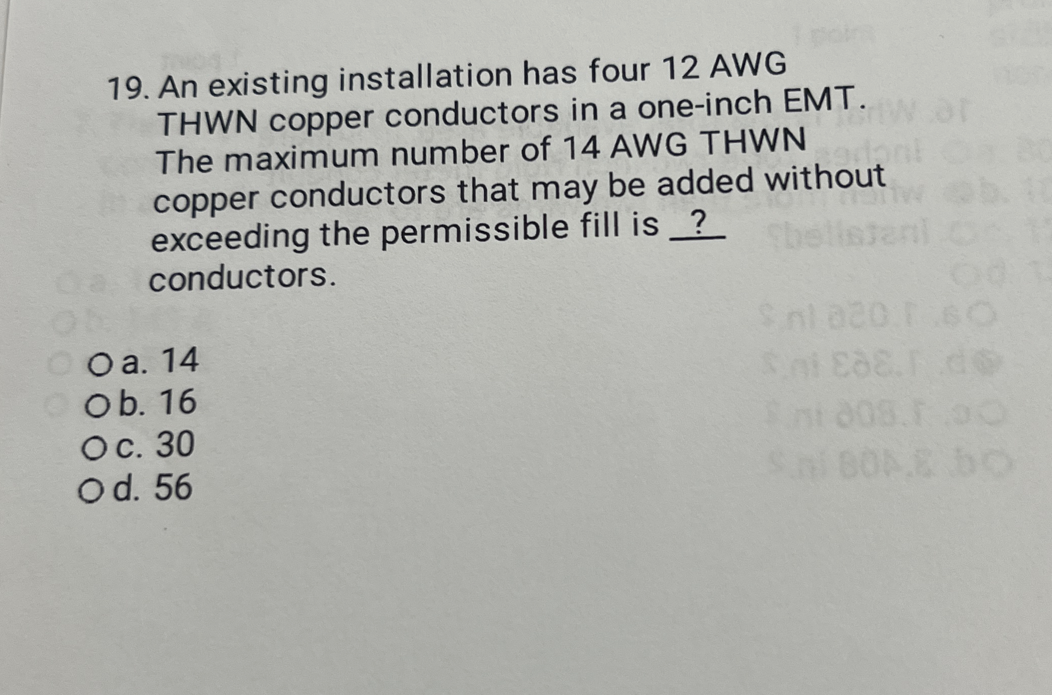 Solved An existing installation has four 12 ﻿AWG THWN copper | Chegg.com