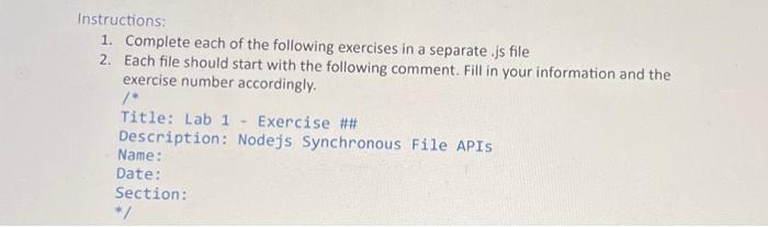Solved Instructions: 1. Complete each of the following | Chegg.com