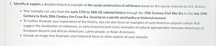 1. Identify & explain a detailed historical example | Chegg.com