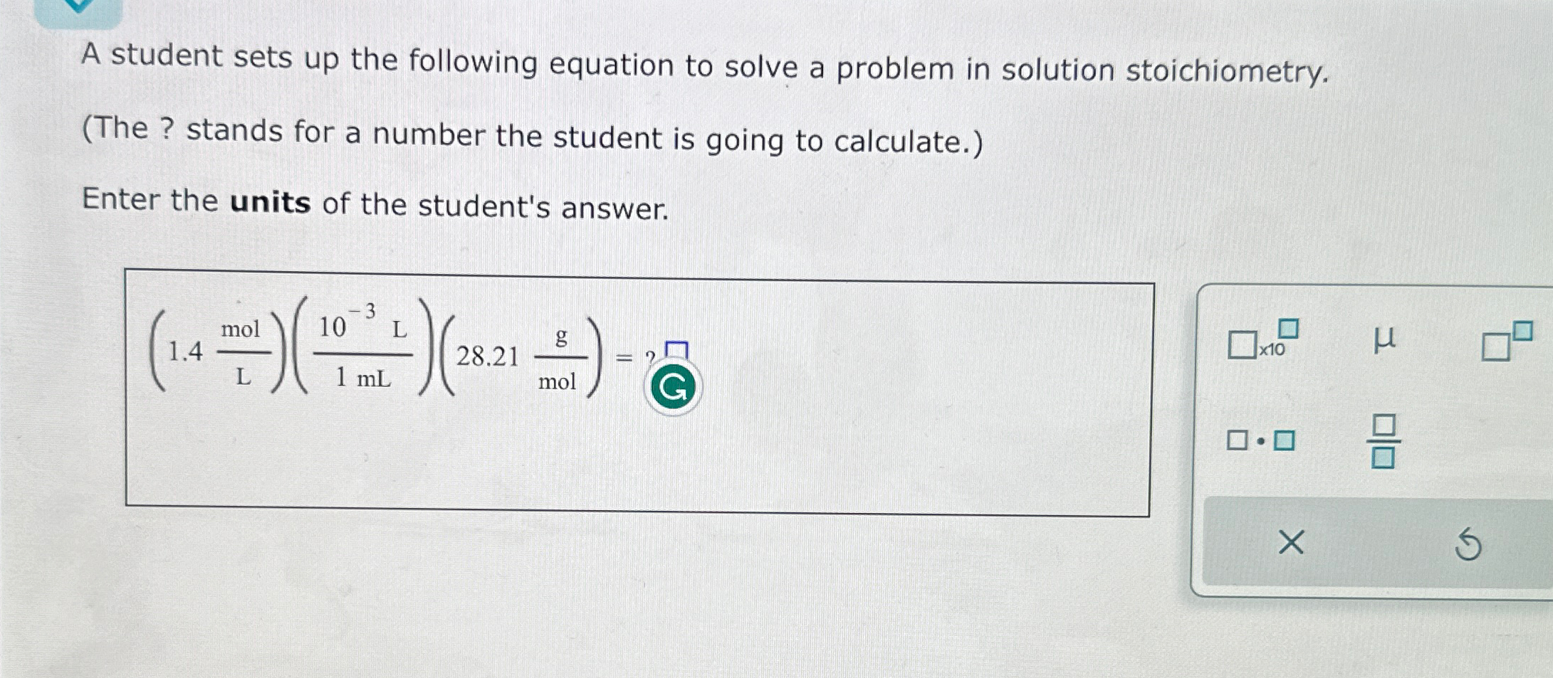Solved A student sets up the following equation to solve a | Chegg.com